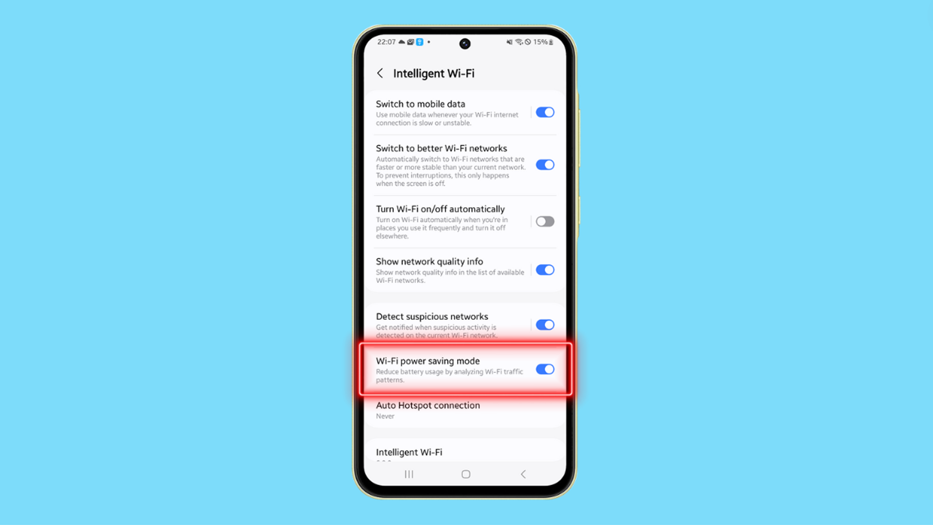 How to Enable or Disable Wi-Fi Power Saving Mode on Samsung Galaxy A55 ...
